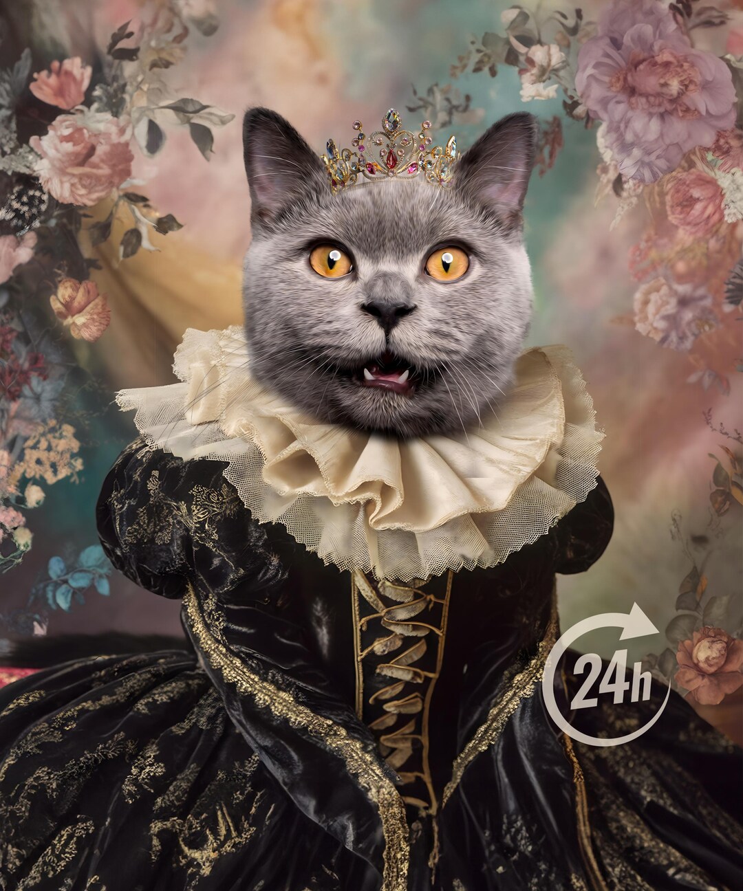 Custom Multiple Pet Portrait, King Queen Pet Portrait, Renaissance Dog ...