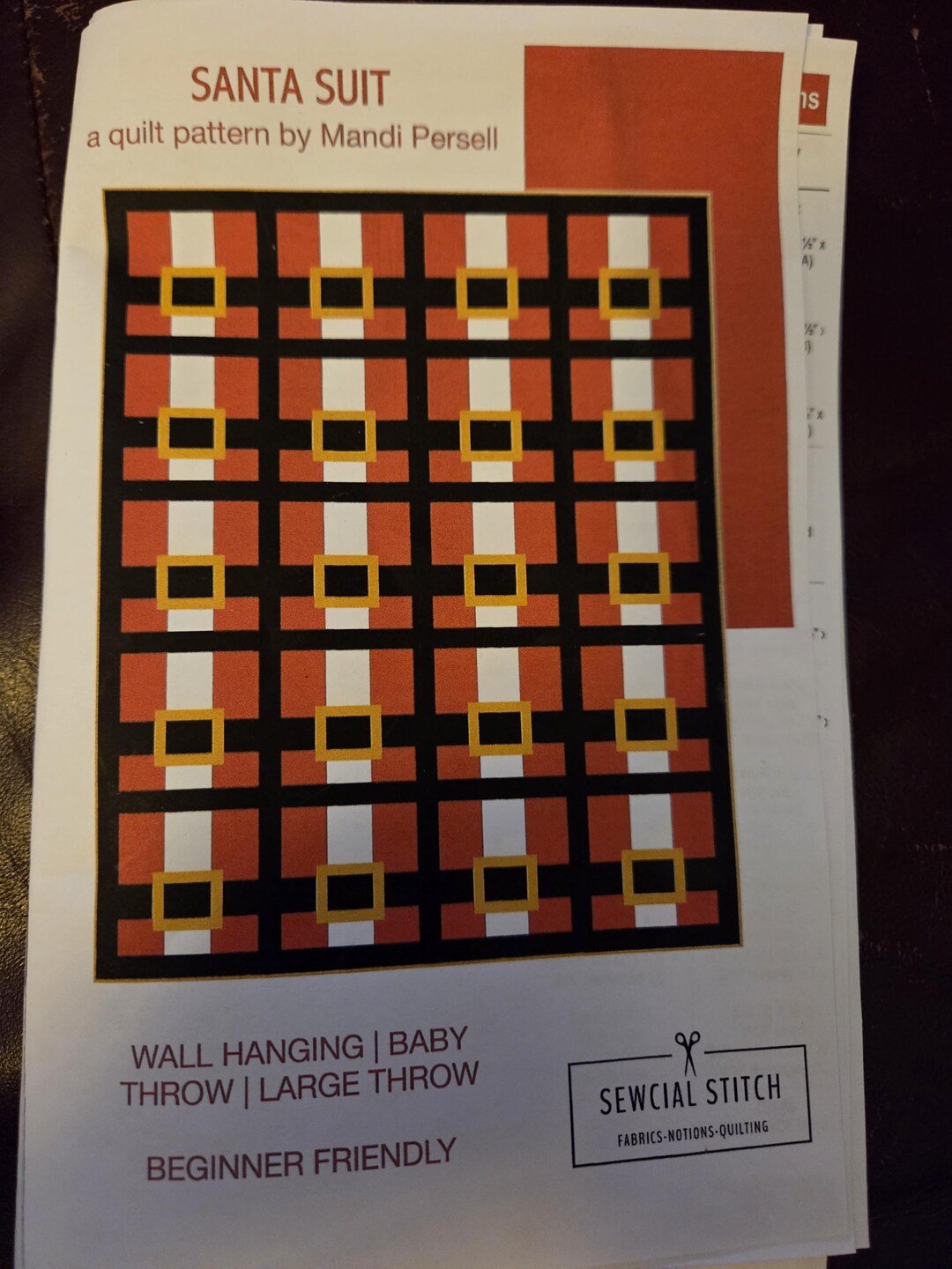 Santa Suit Quilt Kit and Pattern by Mandi Persell Beginner Friendly Kit ...