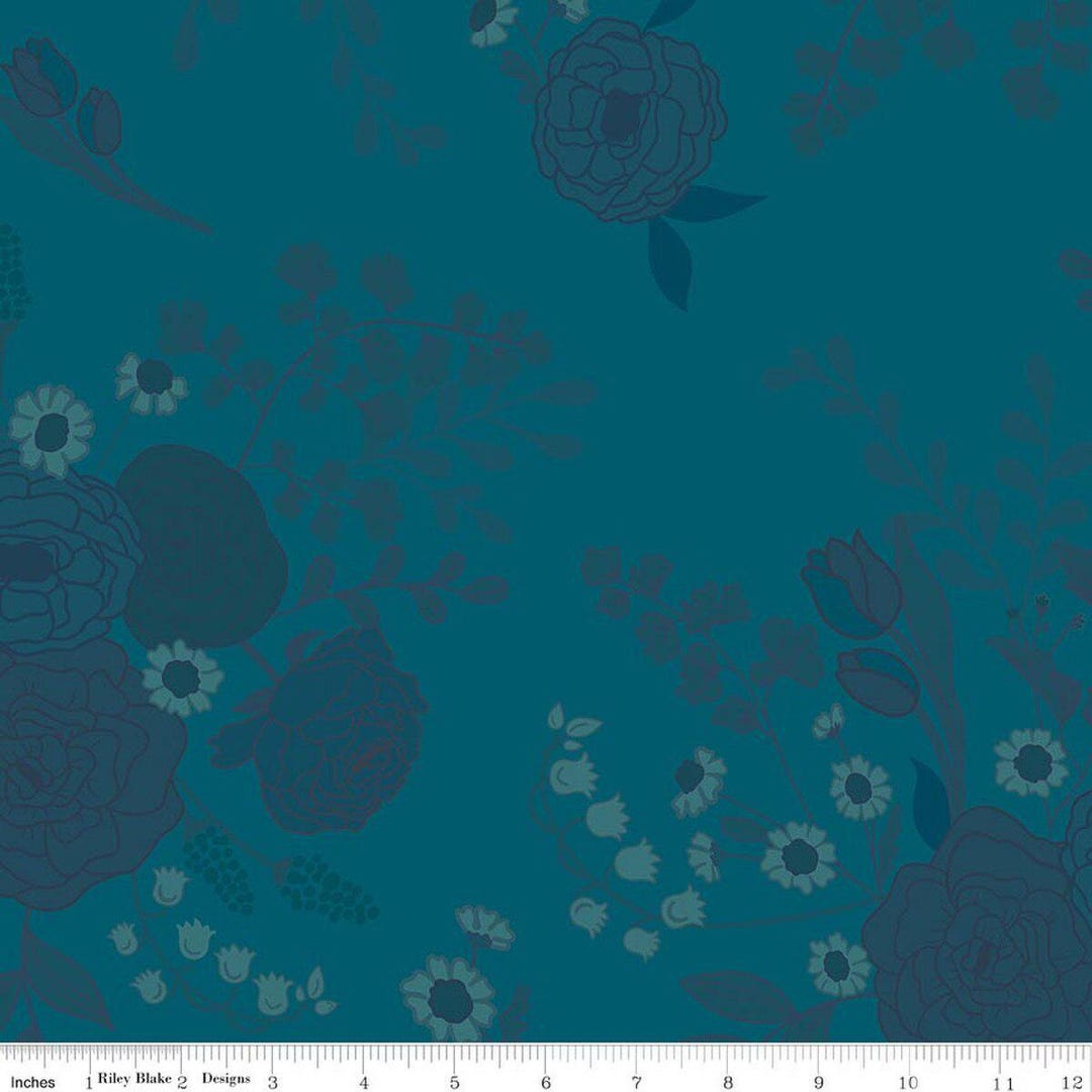 Wide Back First Blooms Tonal Floral Denim 3-yard Package - Etsy
