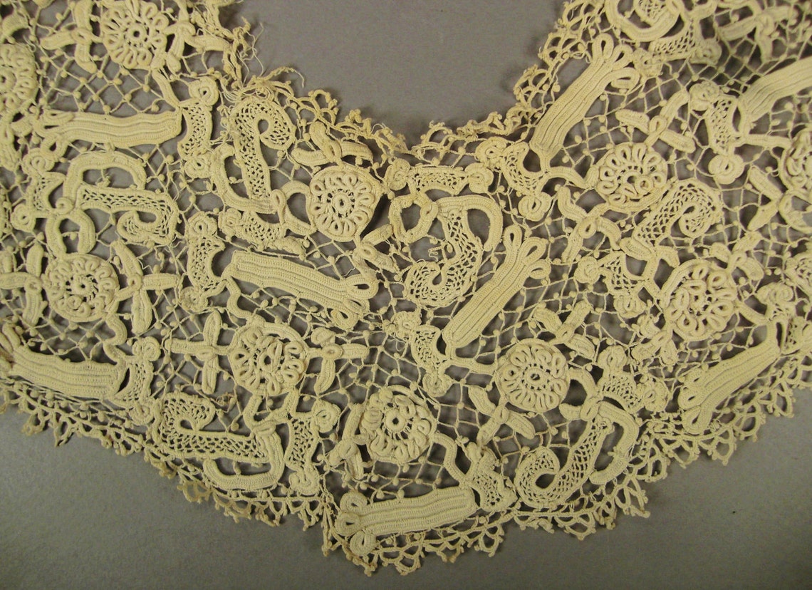 Stunning IRISH LACE COLLAR Handcrafted Bobbin Linen Floss - Etsy