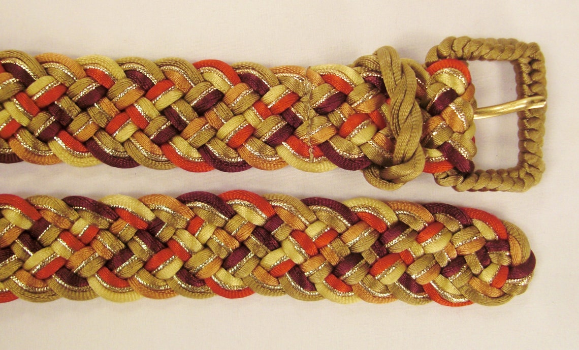 Woven Ribbon BELT Rainbow Colors Silk Metallic Gold 35 in - Etsy