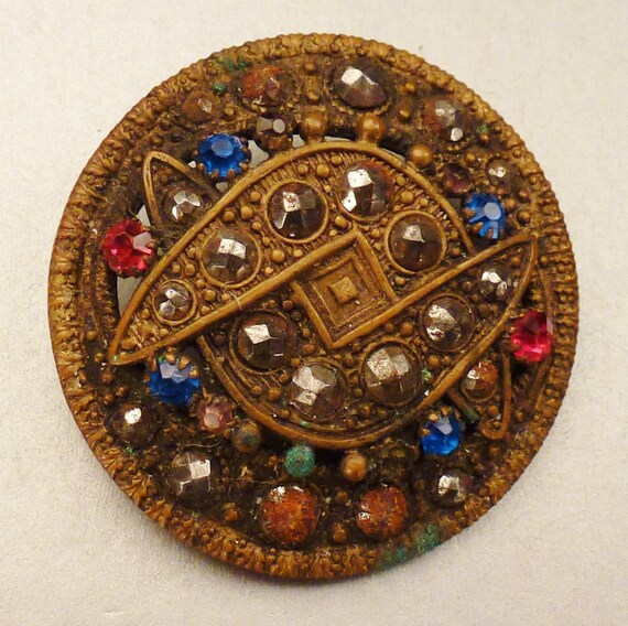 ANTIQUE Metal BUTTON Large Round Bronze Metal Bronze - Etsy