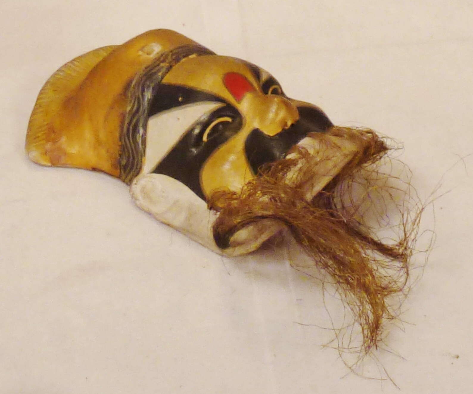 ASIAN MASK ETHNOGRAPHIC Chinese Opera Character Black and Yellow Colors ...