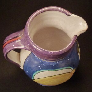 STUDIO PITCHER MODERN Ceramic Signed Kessler Pottery 1980s Lemon Flower ...