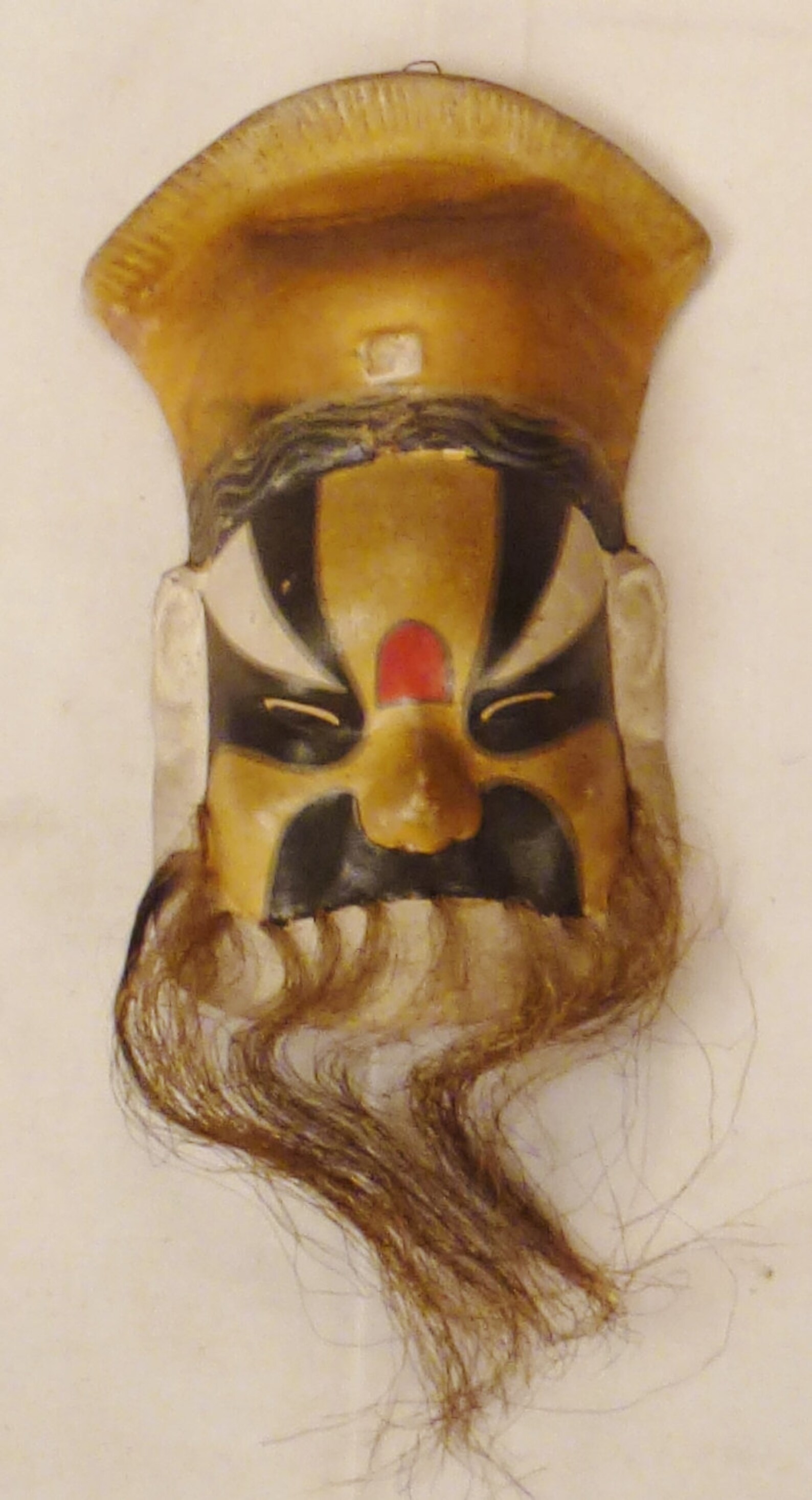 ASIAN MASK ETHNOGRAPHIC Chinese Opera Character Black and Yellow Colors ...