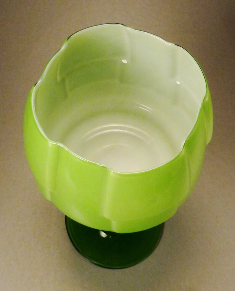 CHARTREUSE GLASS GOBLET Glass Vase Dark Green Braid Dark Green | Etsy