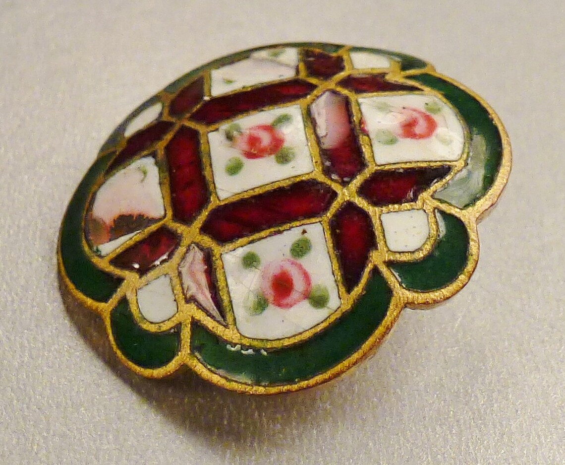 Antique ENAMEL BUTTON Vintage Flowers Metal Shanks Cast Bronze - Etsy