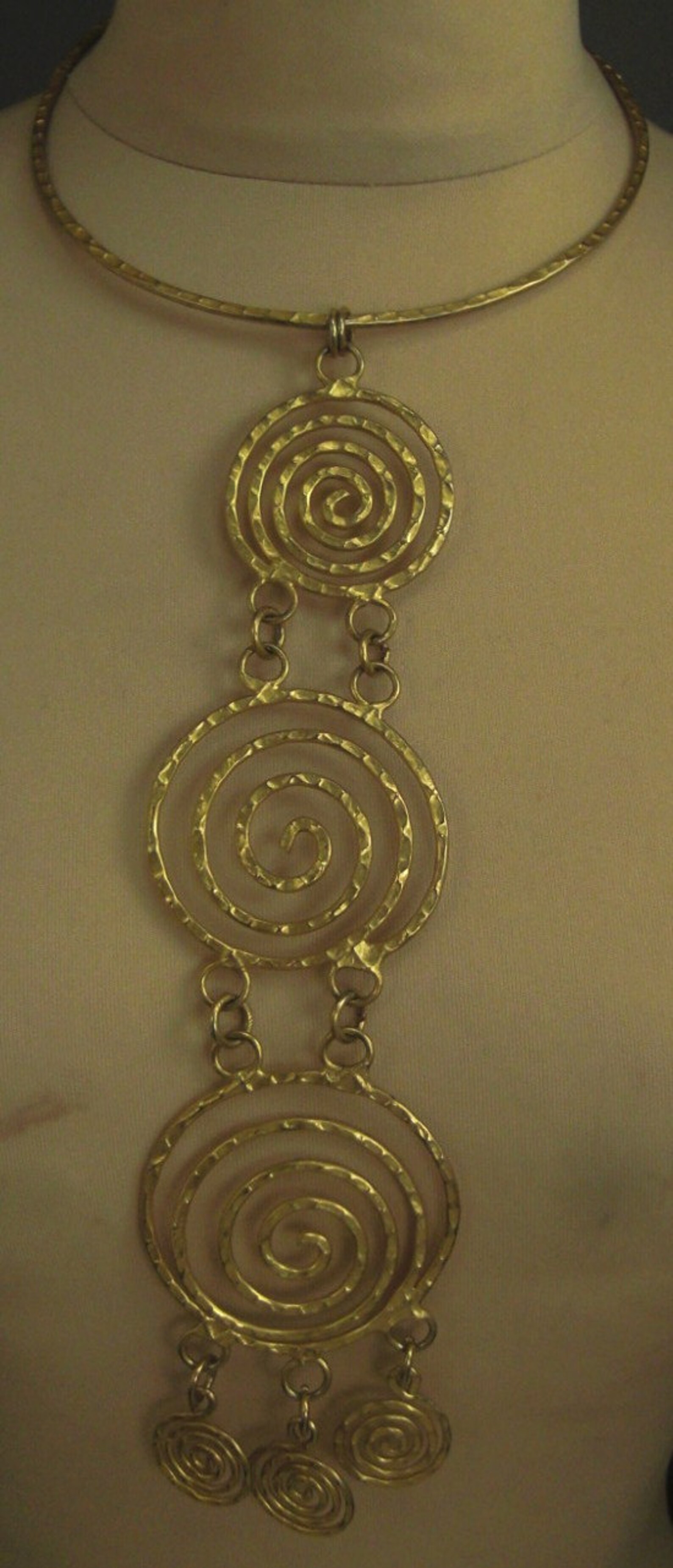 GREEK KEY SPIRAL Design Necklace Pendant Long Handcrafted - Etsy