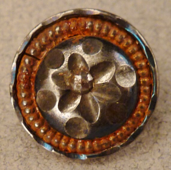 STEEL BRASS BUTTON Metal Victorian Steel accents fl… - Gem