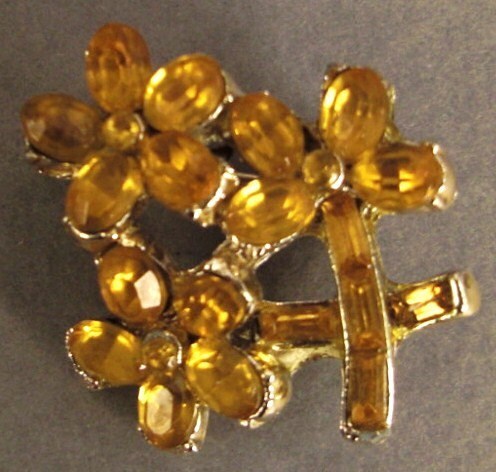 BROOCH Vintage yellow Rhinestone flowers branch PIN | Etsy