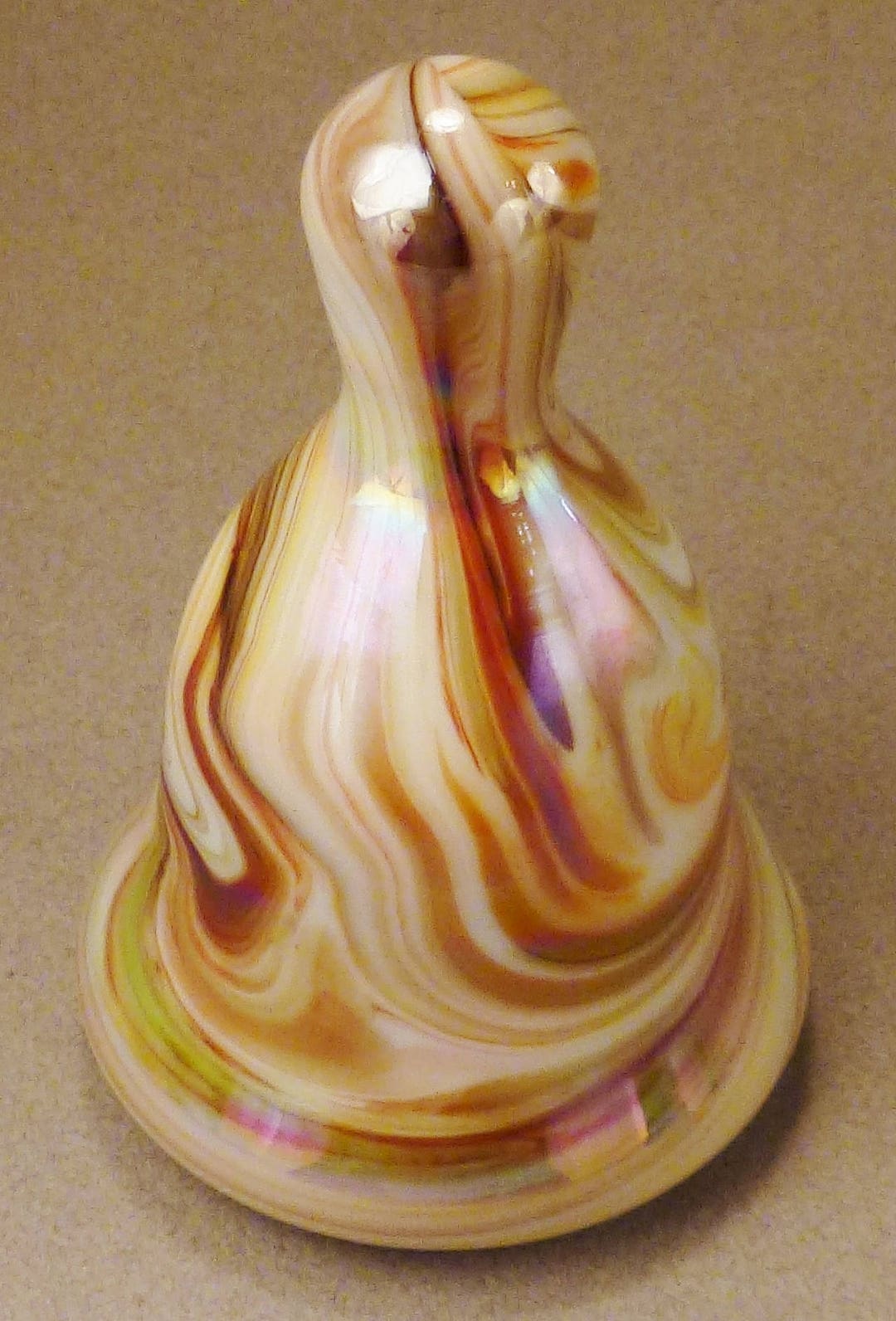 GIBSON AMERICAN ART Glass Paperweight Bell Irridescent Glass Signed ...