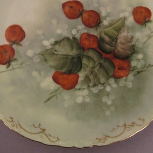 BAVARIA Plate STRAWBERRIES Sweet Meat DISH Gold Red Green and White App ...