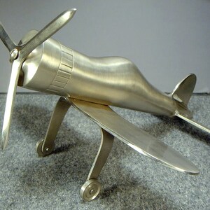 Cast AIRPLANE Model Solid Steel MODERNE Handcrafted Very Heavy 12 X 13 ...