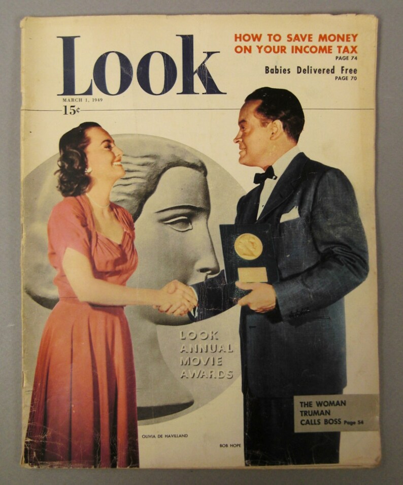 LOOK Magazine March 1 1949 15c BOB HOPE on Cover Movie Awaeds Rare ...