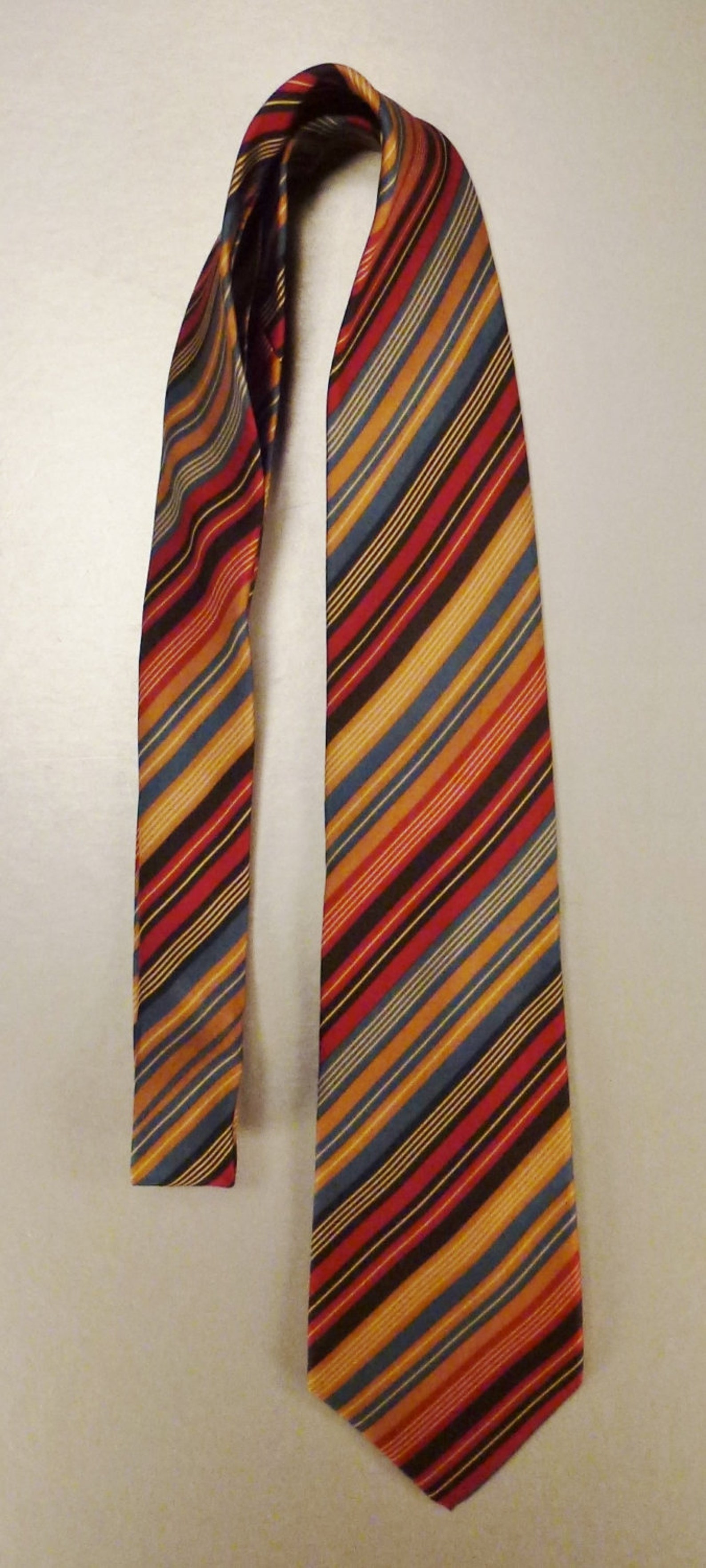 Designer Cromwell & Stokes Neck TIE SILK Satin Stripes Colorful 1980s ...