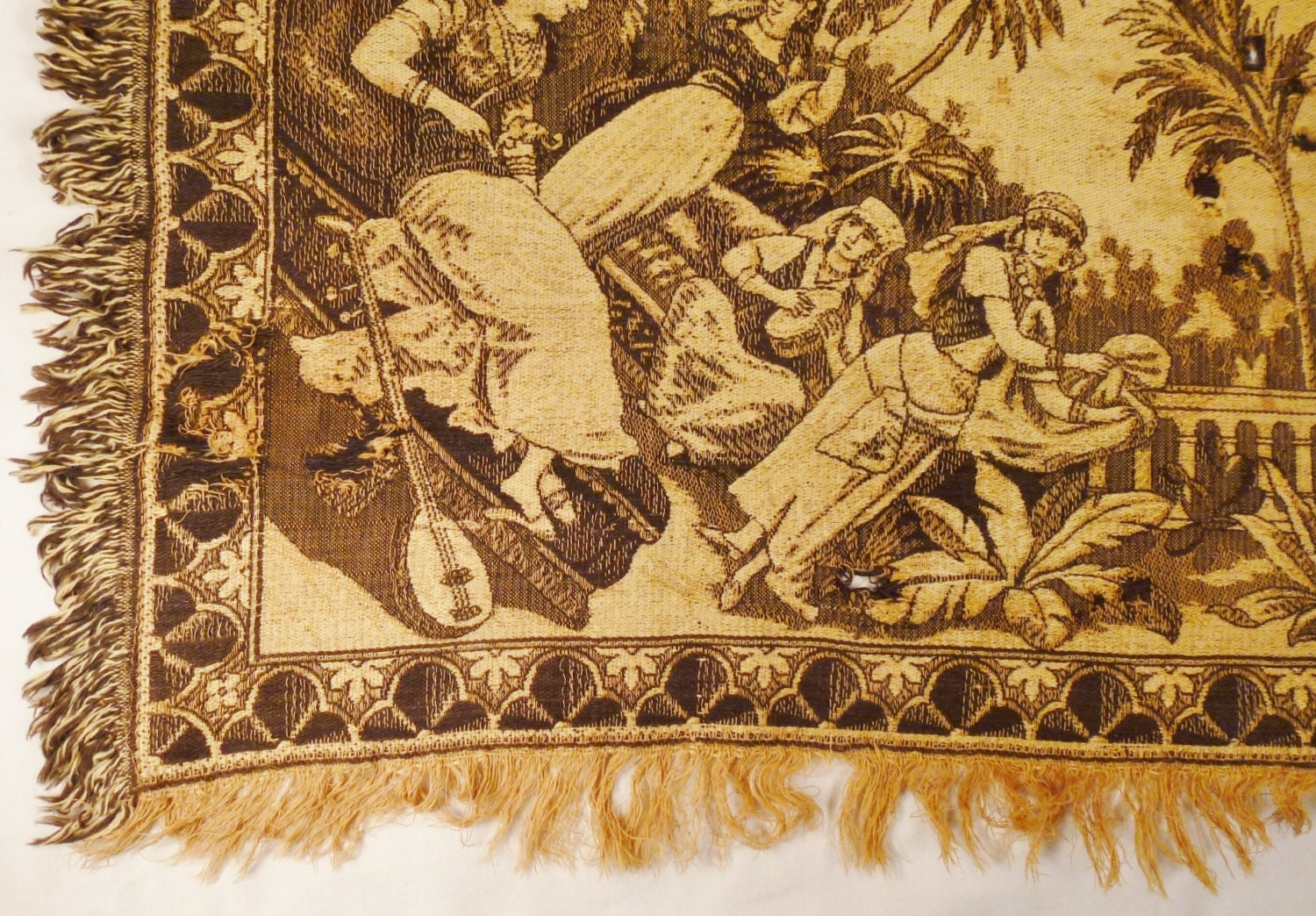 Woven TAPESTRY Tablecloth HAREM Palms Scene Textile Panel Wall - Etsy