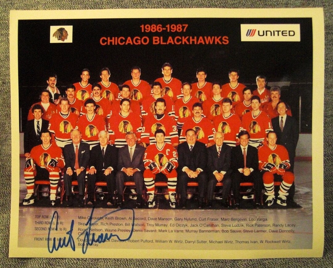 1986-7 Blackhawks CHICAGO Photo Autographed CURT FRASER - Etsy