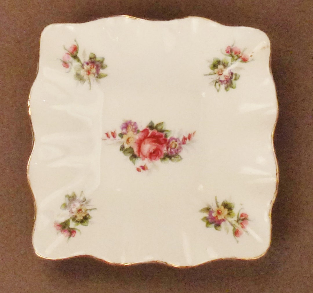 ANTIQUE ENGLAND BUTTER Pat Dish Porcelain Royal Stewart Flowers 3 1/2 X ...