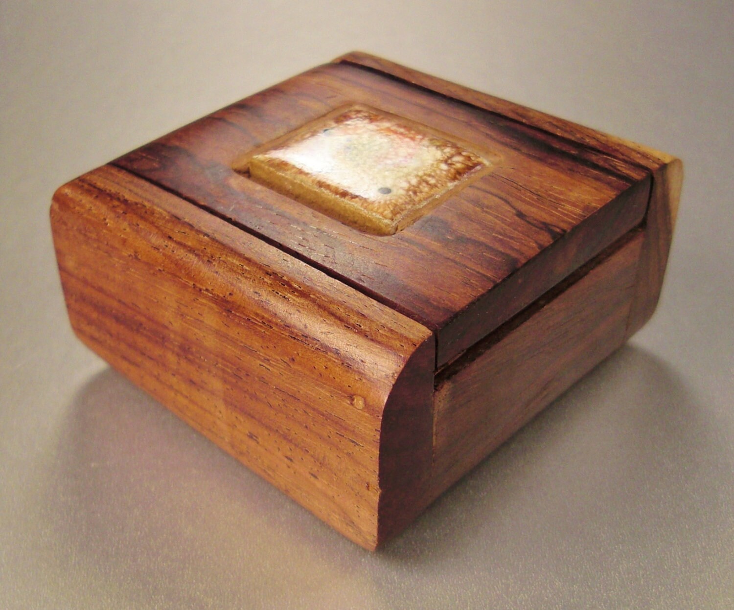 Handcrafted Hinged Box Miniature Exotic Woods Ceramic Tile Intricate ...