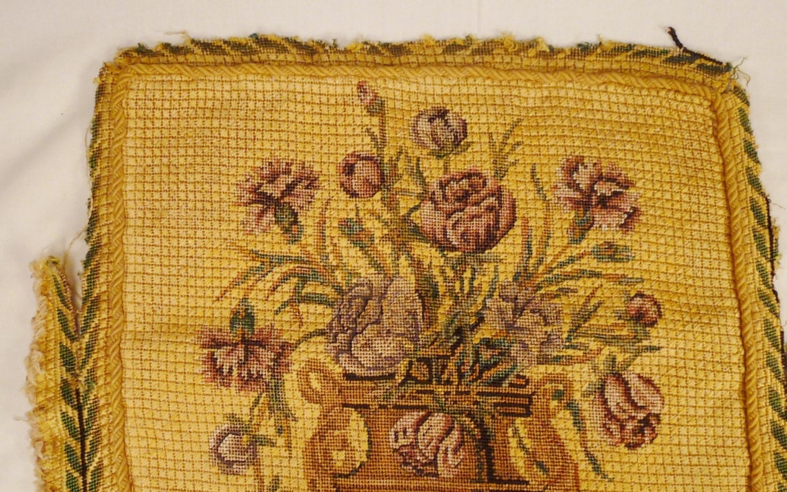 ANTIQUE FRENCH Petit Point Needlepoint CARNATIONS and Roses in | Etsy