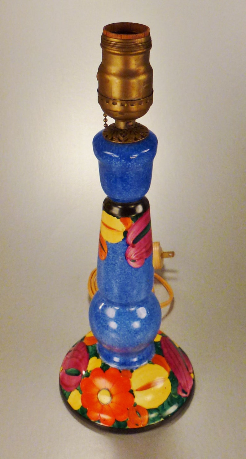 LAMP CZECHOSLOVAKIA Clarice Cliff Like Floral Peasant Art - Etsy