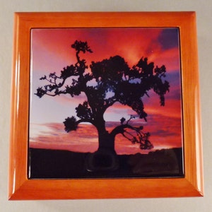 LAQUER Jewelry Box TILE Ceramic Landscape Design Handpainted MINT in ...