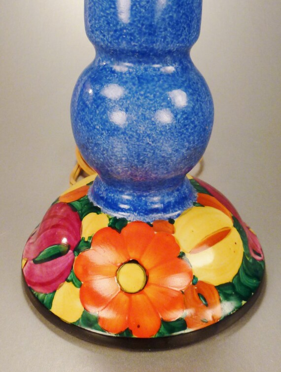 LAMP CZECHOSLOVAKIA Clarice Cliff Like Floral Peasant Art | Etsy