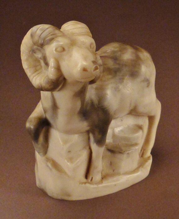 RAM Mountain Sheep handcrafted Canada Pearlite Marblecraft | Etsy
