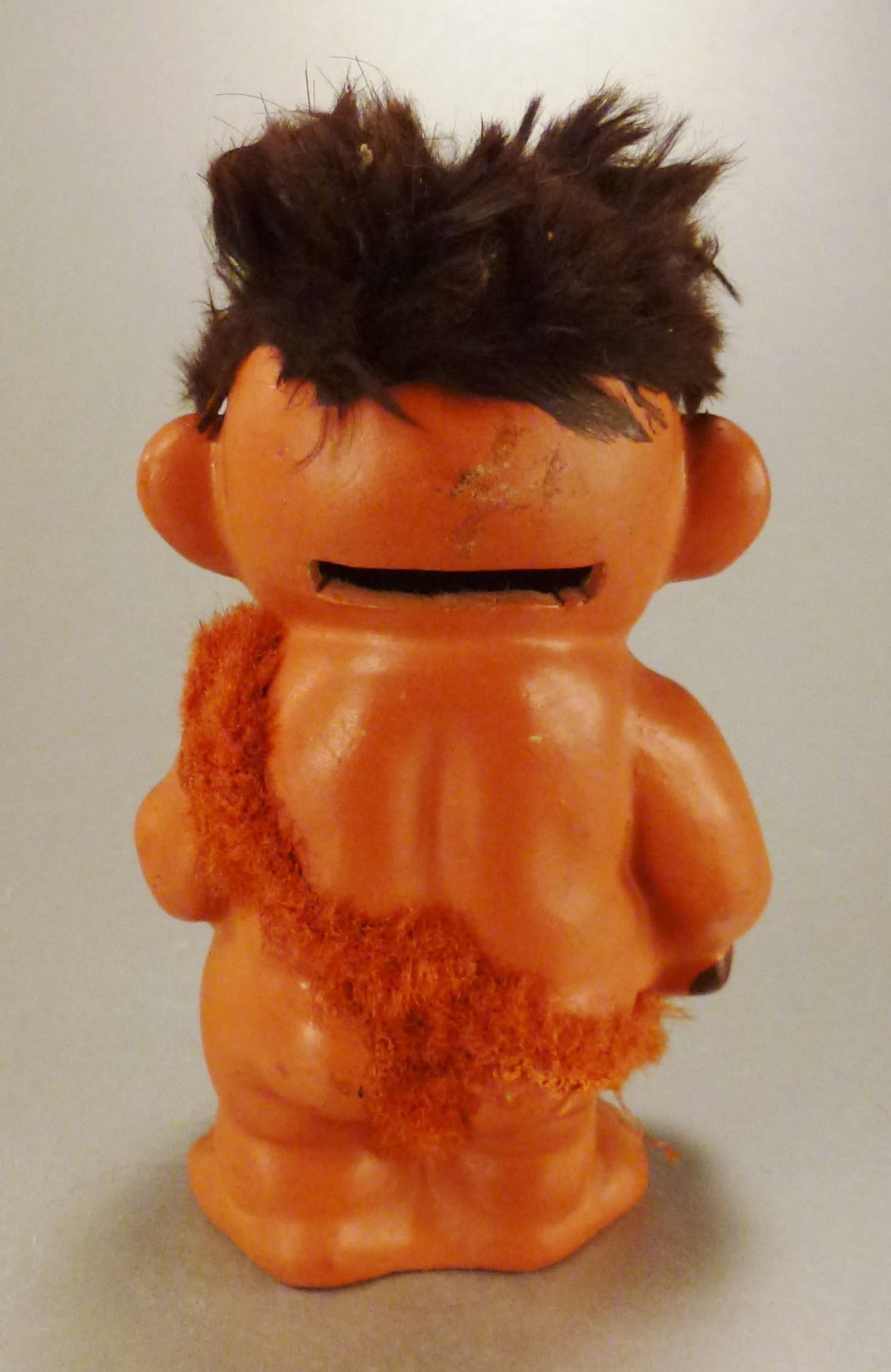 Vintage CAVEMAN BANK DOLL Japan Norleans 1960s Shabby Black Haired 7in ...