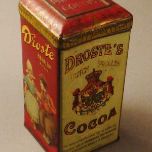 Vintage DROSTE HOLLAND Colorful Tin Hinged Cover Great Condition App 2 ...