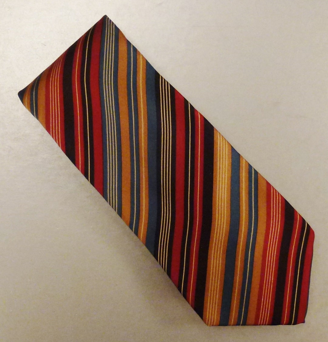 Designer Cromwell & Stokes Neck TIE SILK Satin Stripes Colorful 1980s ...