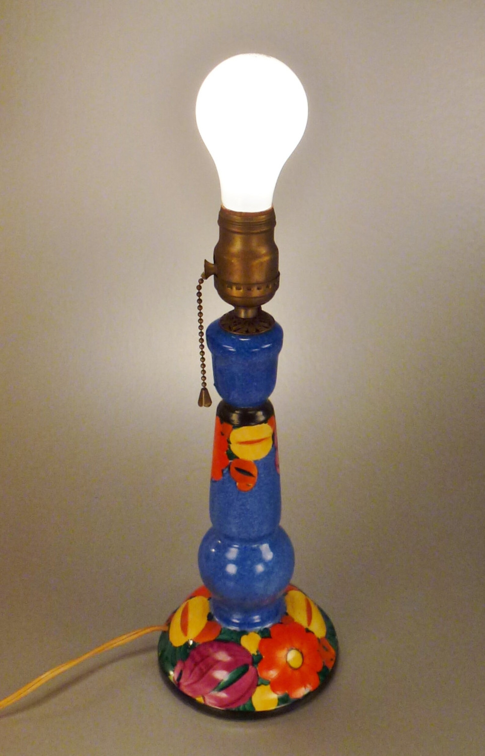 LAMP CZECHOSLOVAKIA Clarice Cliff Like Floral Peasant Art - Etsy