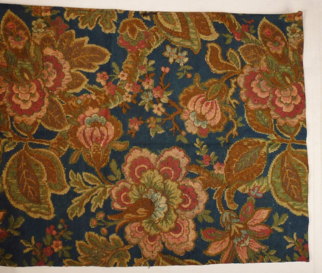 VICTORIAN RUNNER Printed Floral Textile Panel Hand Printed Linen Apr ...