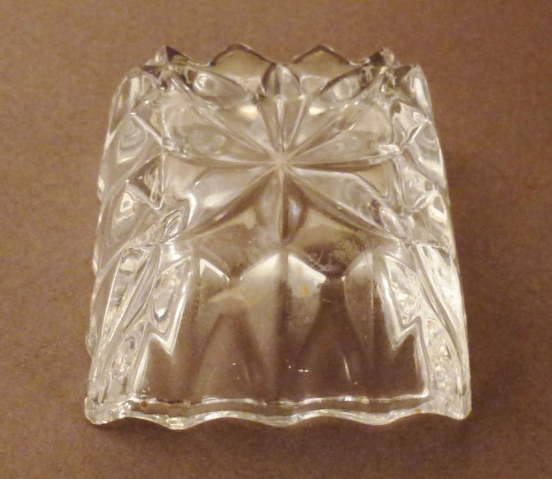 Antique CRYSTAL Glass SALT dip BEVELED Clear Square intricate | Etsy
