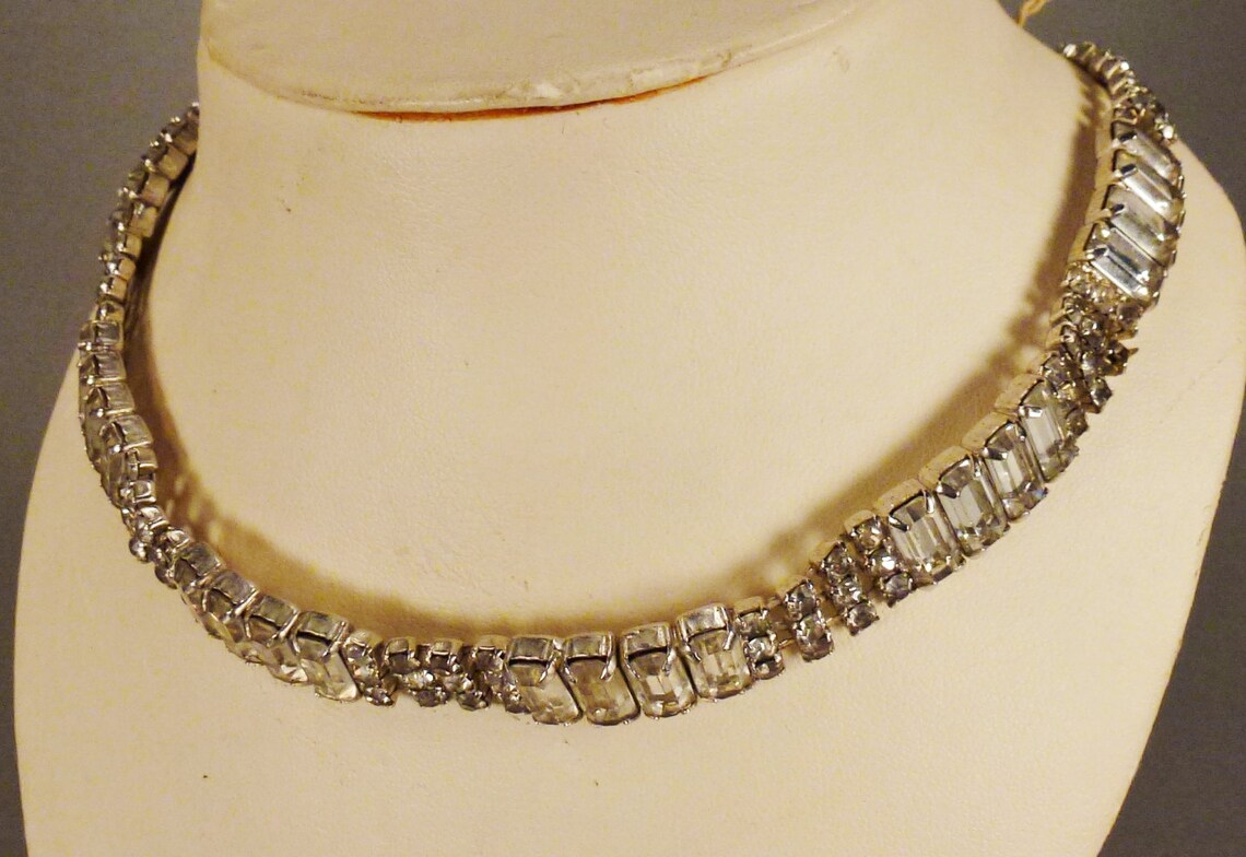 Stunning WEISS Necklace Choker Rhinestones Designer Signed 15 | Etsy