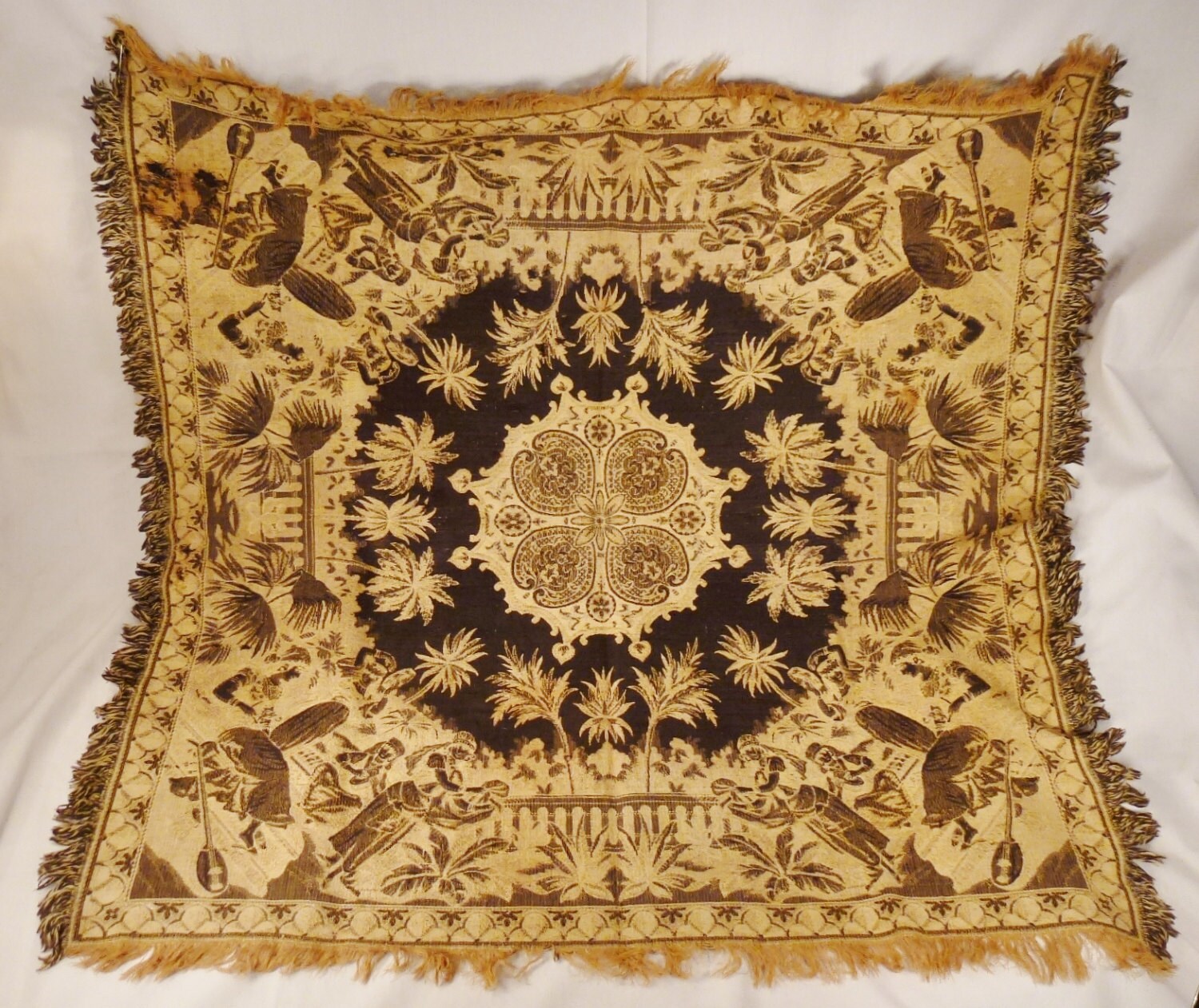 Woven TAPESTRY Tablecloth HAREM Palms Scene Textile Panel Wall - Etsy