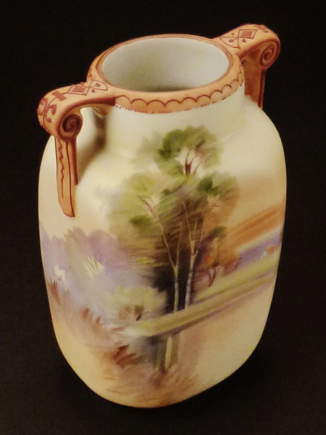 STUNNING NIPPON Landscape Scene Nouveau Motifs Trees Foliage Colorful ...