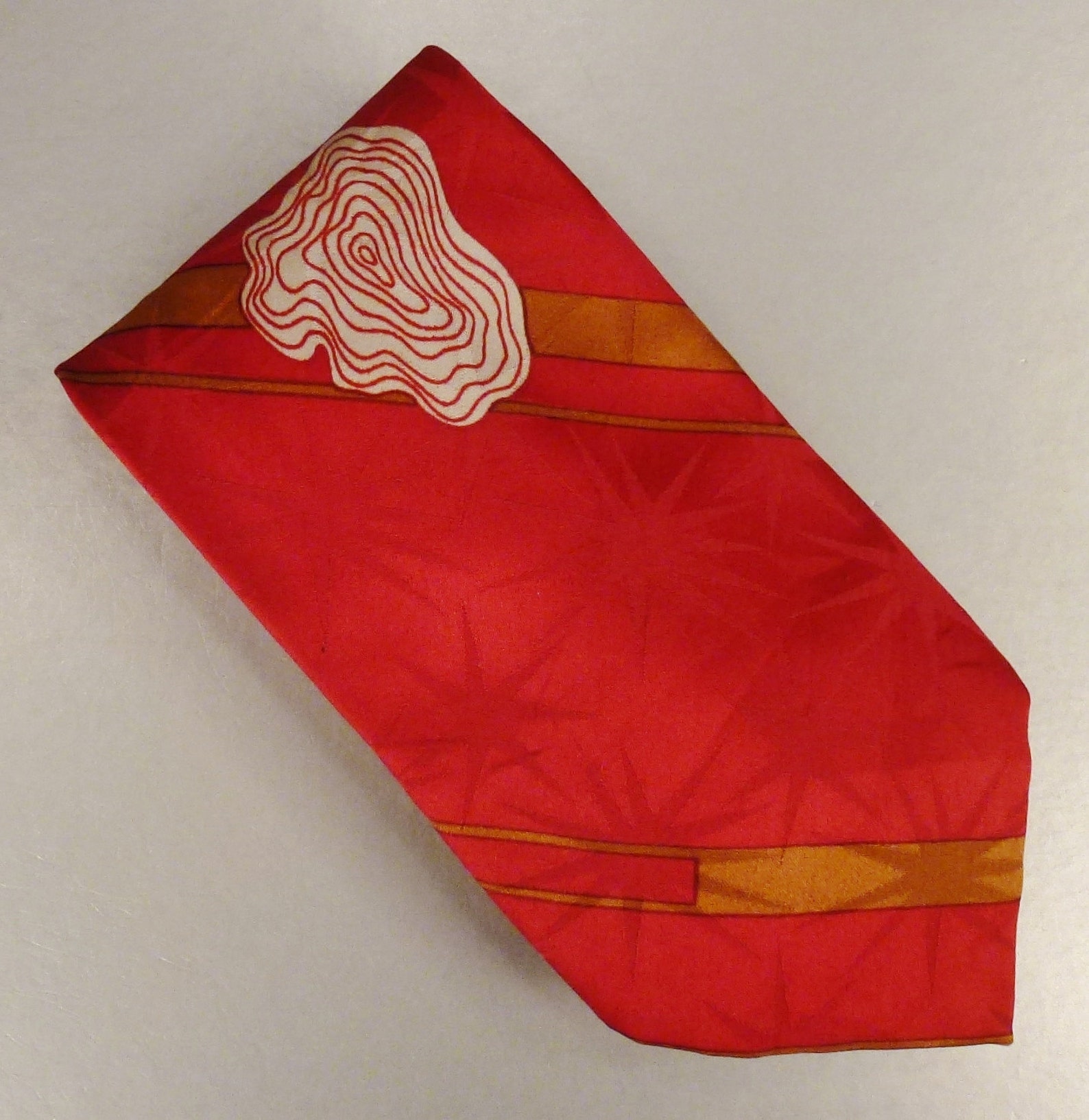ROCKABILLY Tie ATOMIC Design Designer Noble on Red Silk 1980s 57 in ...
