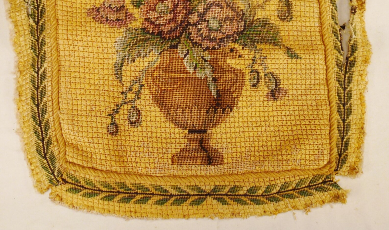 Antique FRENCH Petit Point Needlepoint POPPIES in Urn 16 X14 Silk Floss ...