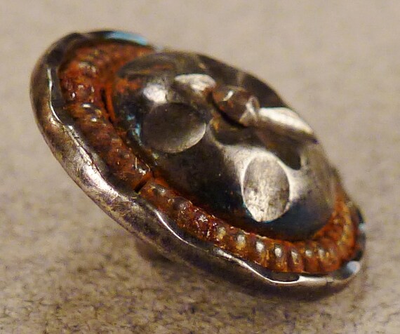 STEEL BRASS BUTTON Metal Victorian Steel accents fl… - Gem