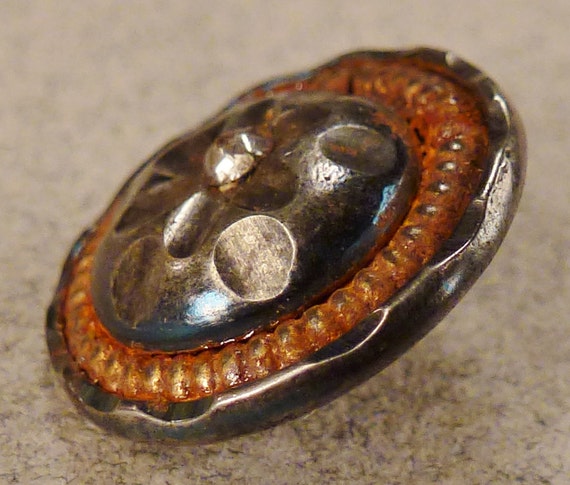 STEEL BRASS BUTTON Metal Victorian Steel accents fl… - Gem