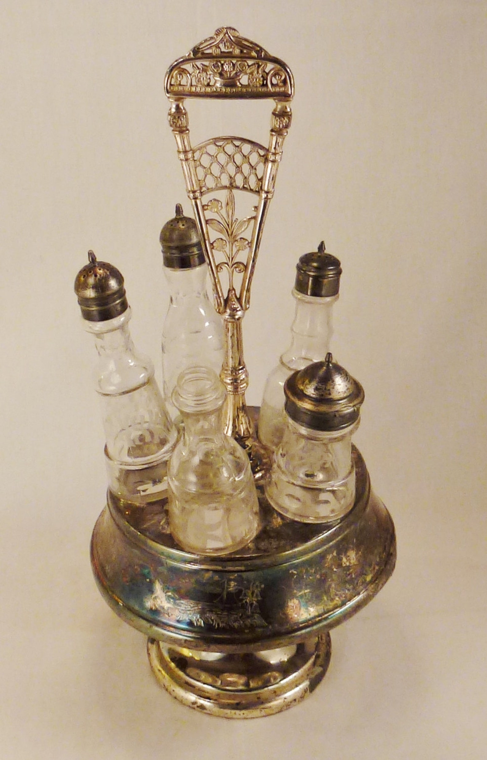 Victorian CRUET Set Aesthetic Pattern Five Bottles Original Glass ...
