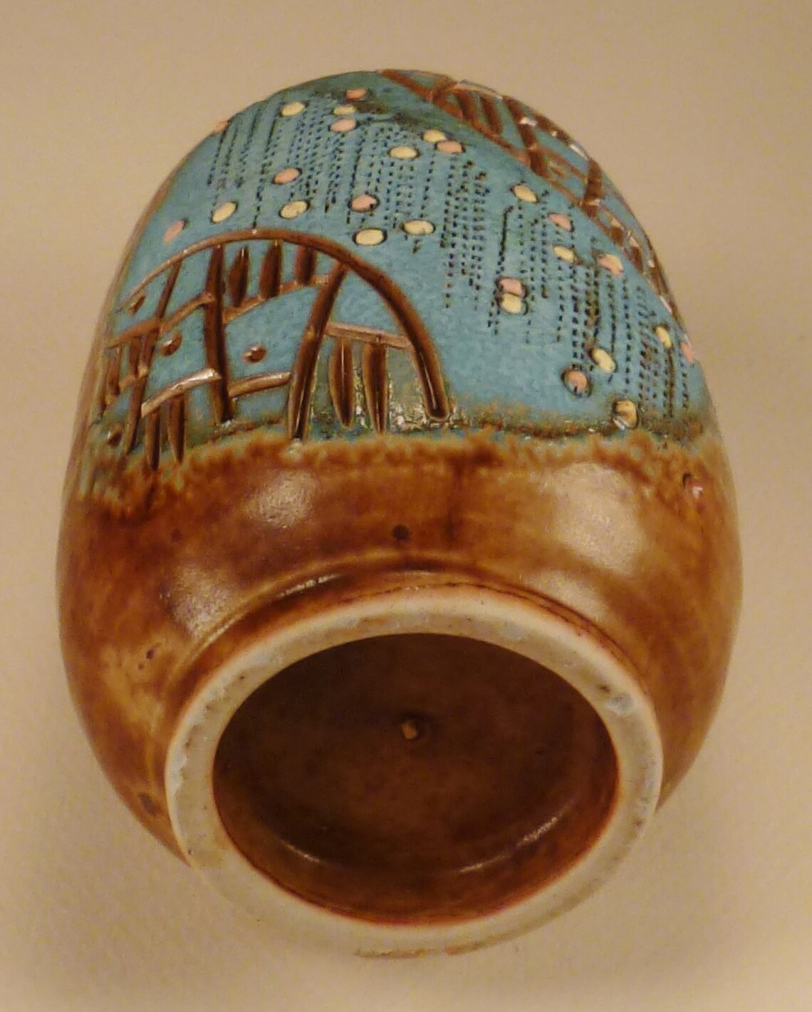 VASE Moderne STUDIO Ceramic Brown and Turquoisecolors Textured - Etsy