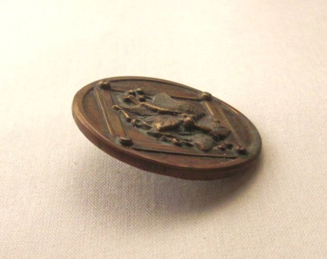 BRONZE LEAVES Berries BUTTON Large Metal Victorian Round - Etsy