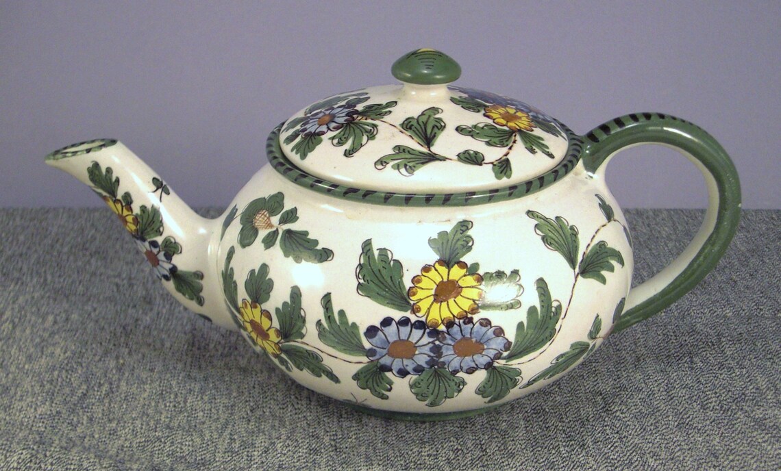 TEAPOT, Hand Painted , ITALY, Design Pottery 1950s Signed, Yellow ...