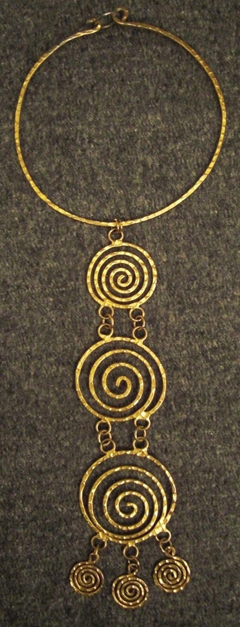 GREEK KEY SPIRAL Design Necklace Pendant Long Handcrafted - Etsy