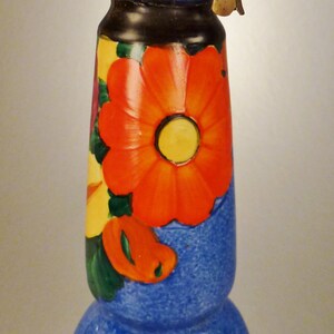 LAMP CZECHOSLOVAKIA Clarice Cliff Like Floral Peasant Art Signeg by ...
