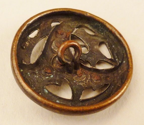 BRONZE LEAF BUTTON Metal Victorian Steel accents ro… - Gem