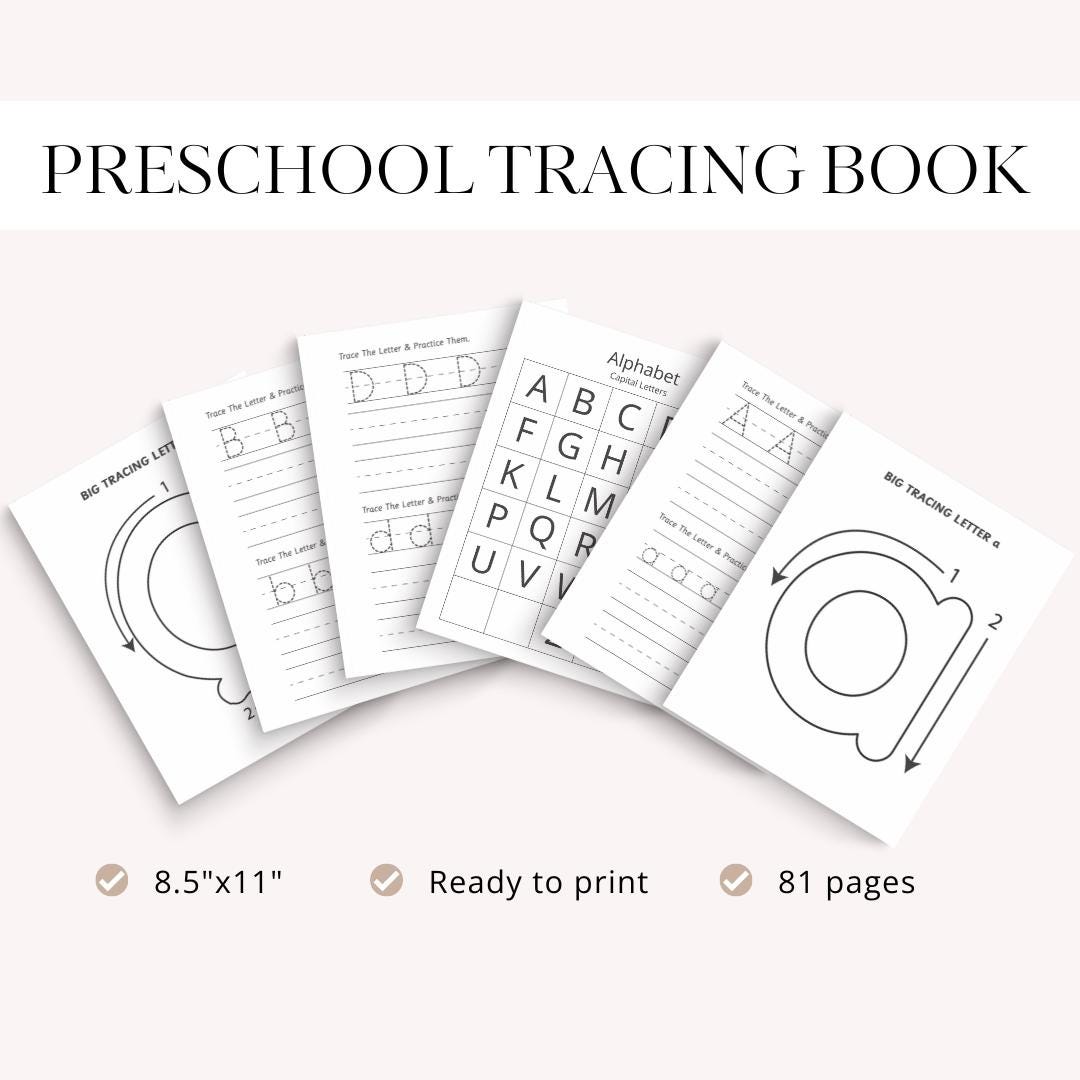 Large ABC Letter Tracing for Toddlers, Preschool Montessori Worksheet ...