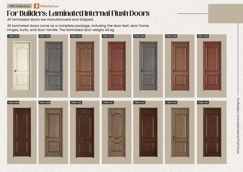 Custom Laminated Single Door With Door Leaf, Frame, Handle, Hinges and ...
